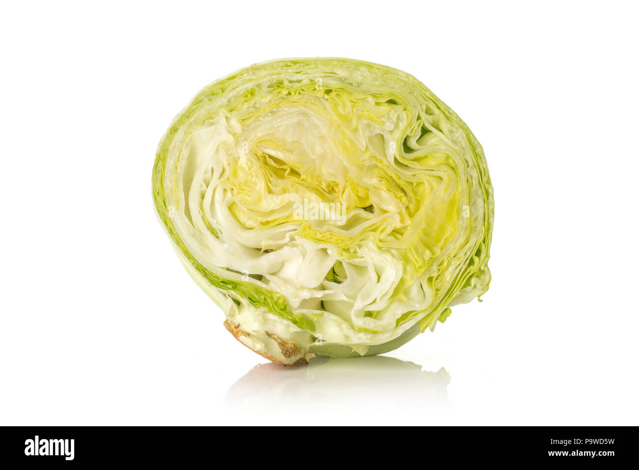 Iceberg lettuce one fresh green cabbage half isolated on white ...