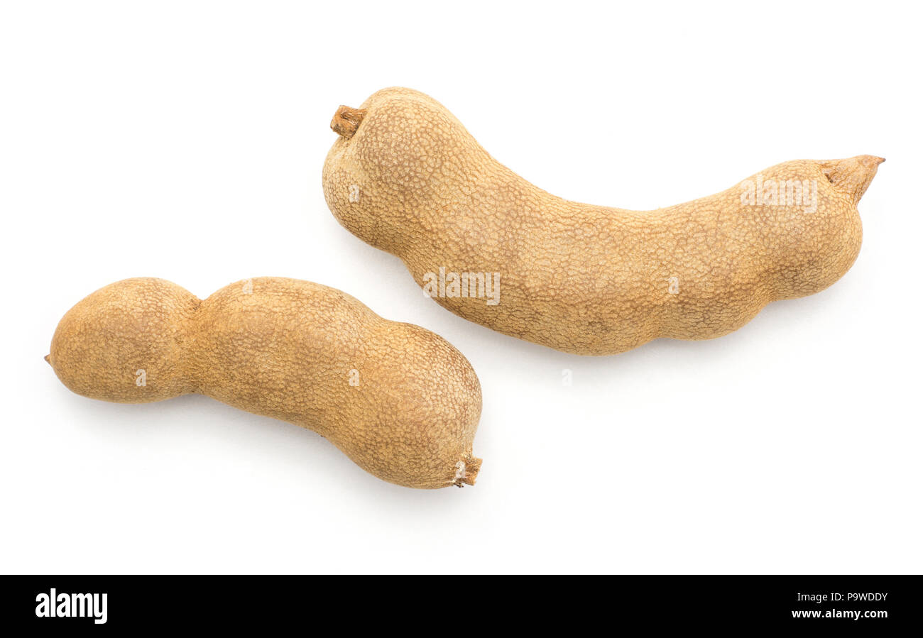 Two Indian dates tamarind top view isolated on white background Stock ...