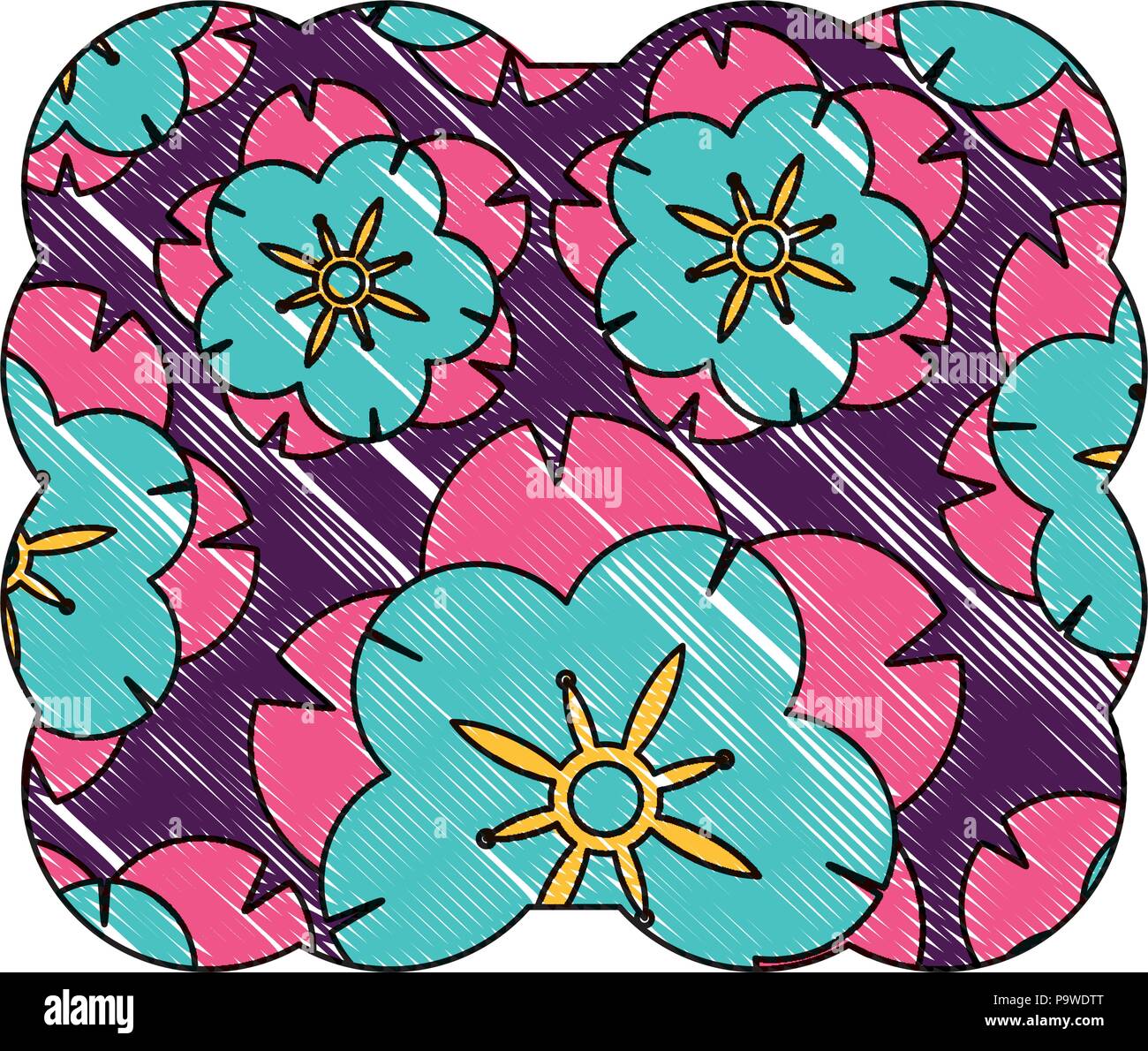 decorative frame with beautiful flowers pattern, colorful design ...