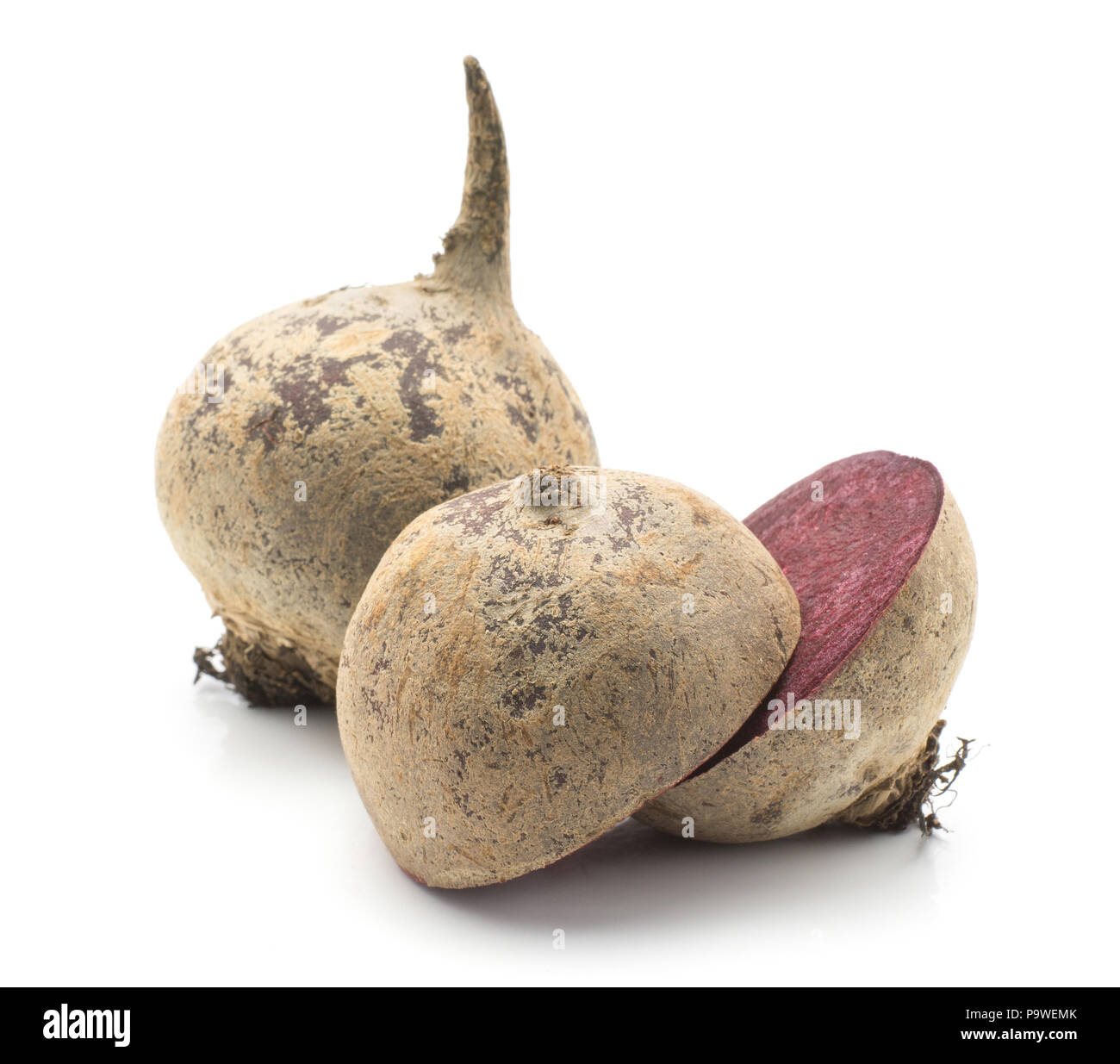 Beetroot (raw red beet) isolated on white background one whole and ...