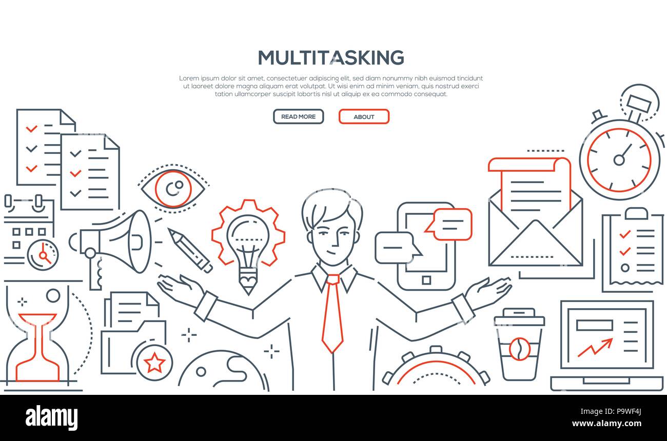 Multitasking - line design style illustration Stock Vector Image & Art ...