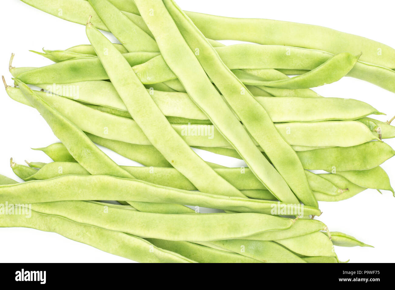 Flat green beans stack top view isolated on white background Stock ...