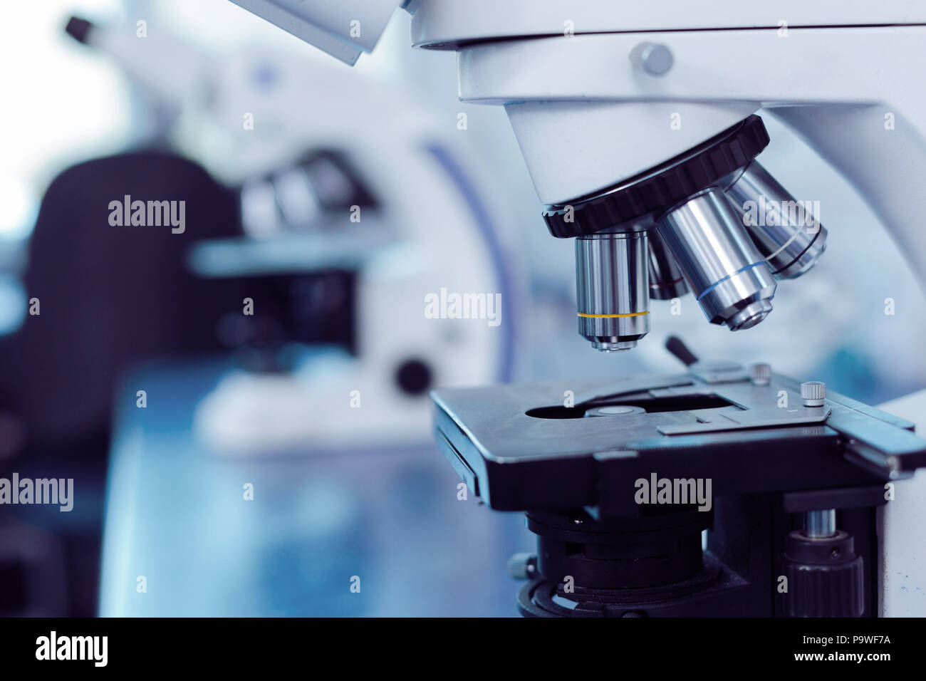 Modern equipment. Selective focus of parts of modern professional ...