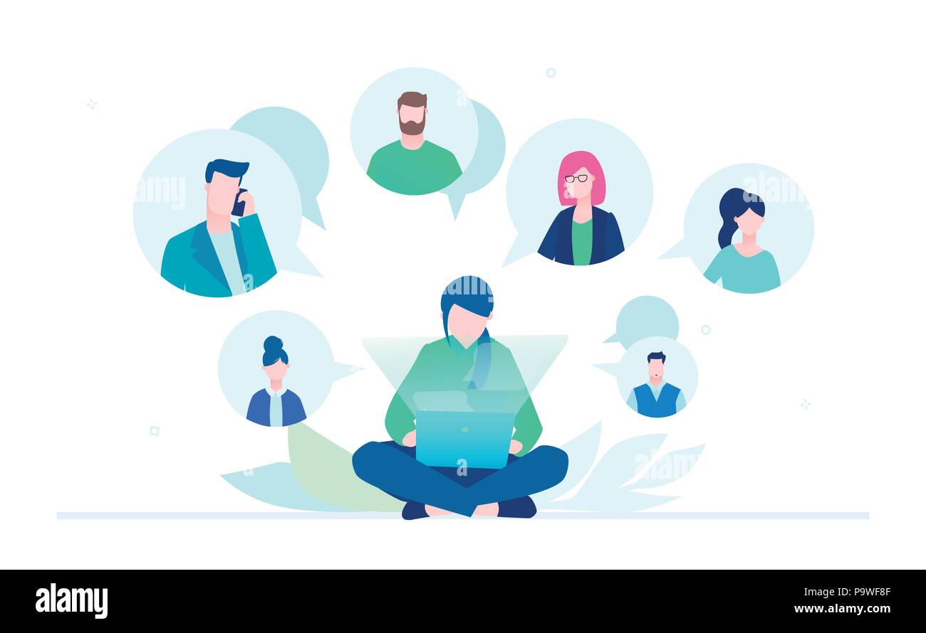 Business communication - flat design style illustration Stock Vector ...