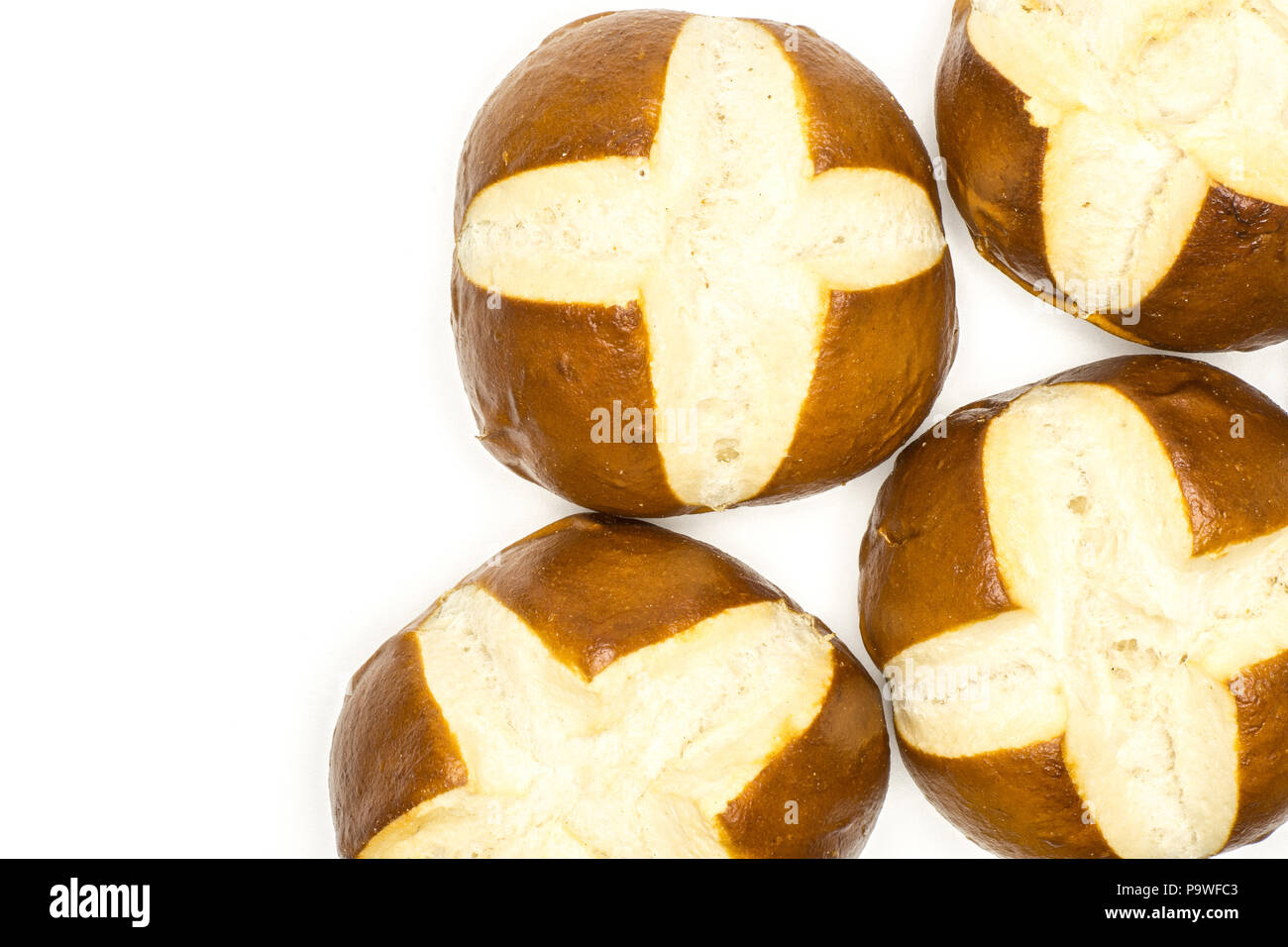 Bavarian bread buns top view isolated on white background fresh baked ...