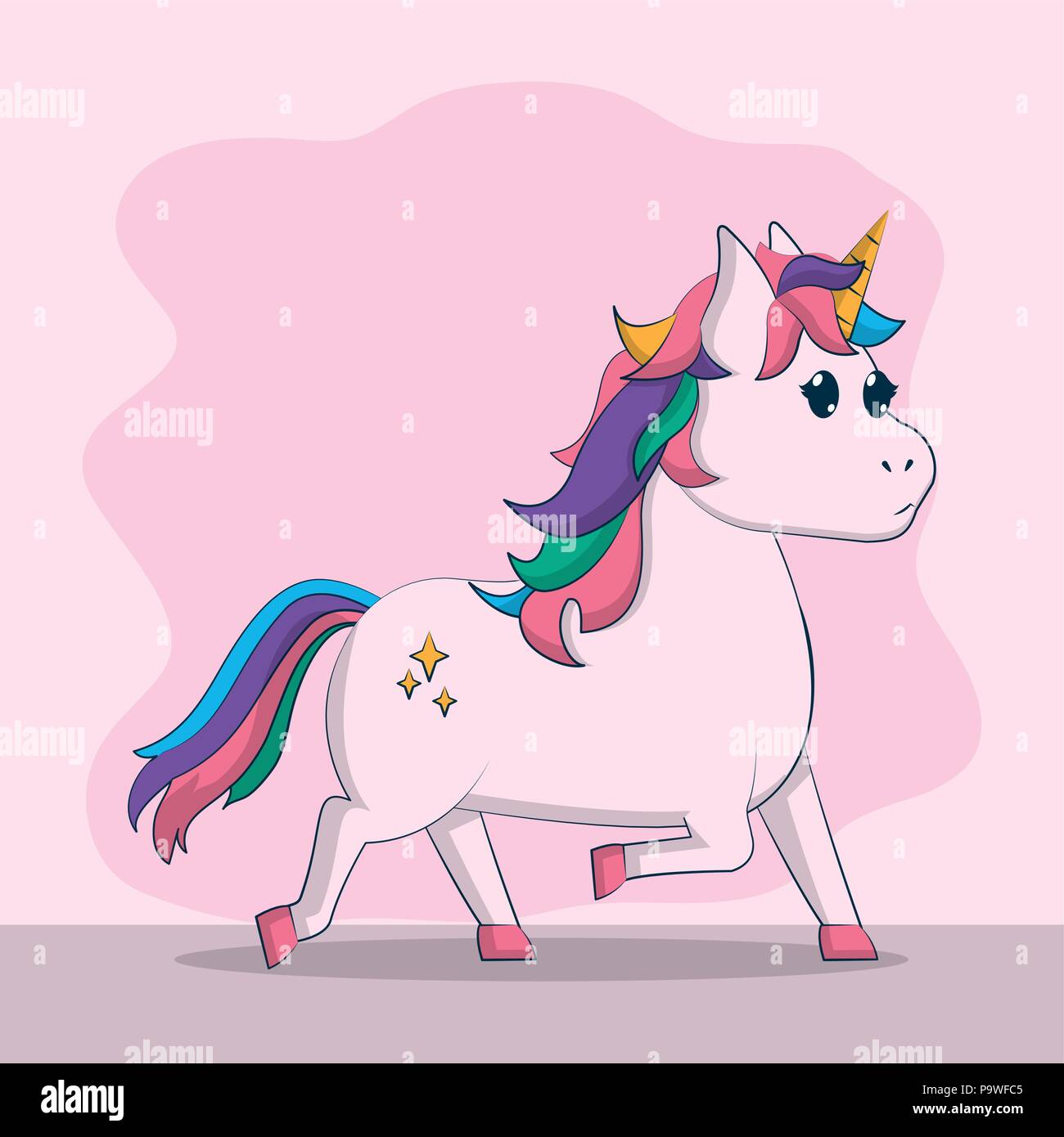 Cute unicorn fantasy cartoon Stock Vector Image & Art - Alamy