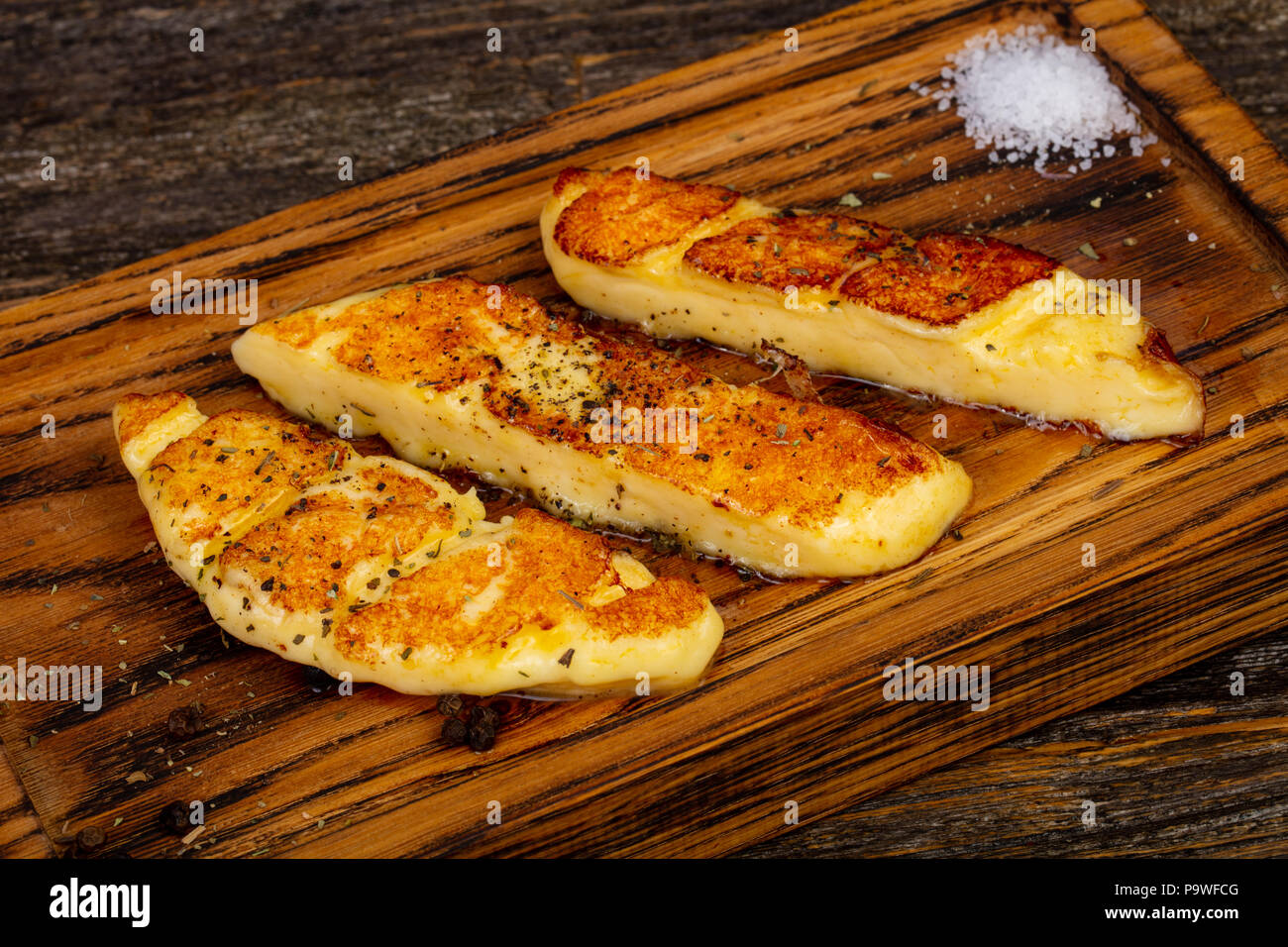 Grilled Greek Traditional Halloumi cheese Stock Photo - Alamy