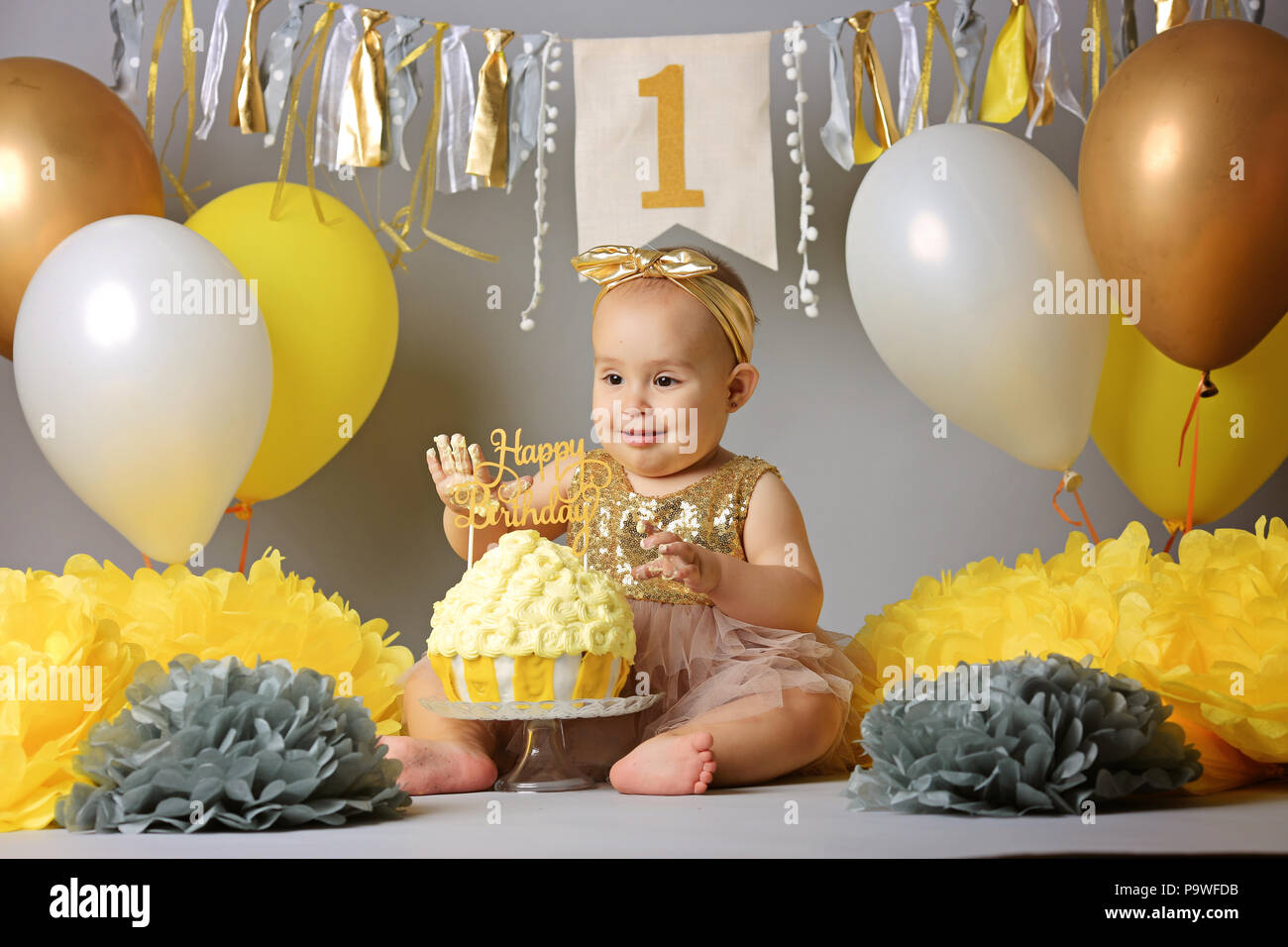 first birthday cake Stock Photo - Alamy
