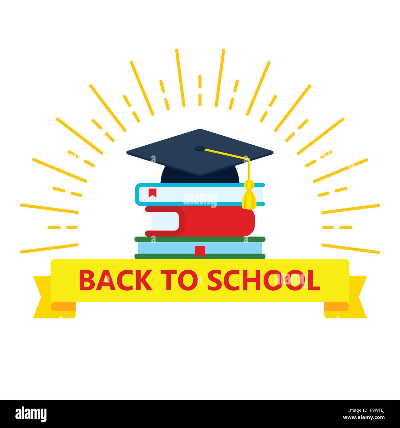 back to school color logo with mortarboard Stock Vector Image & Art - Alamy