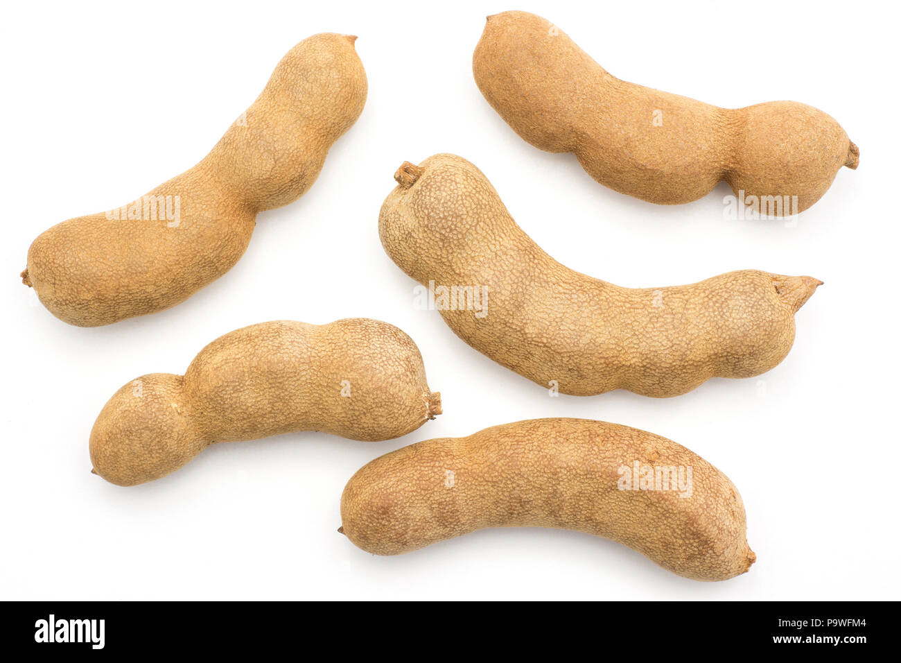 Five Indian dates tamarind top view isolated on white background Stock ...