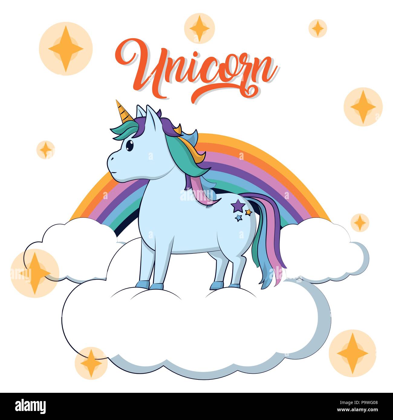 Beautiful and magic unicorn cartoon Stock Vector Image & Art - Alamy