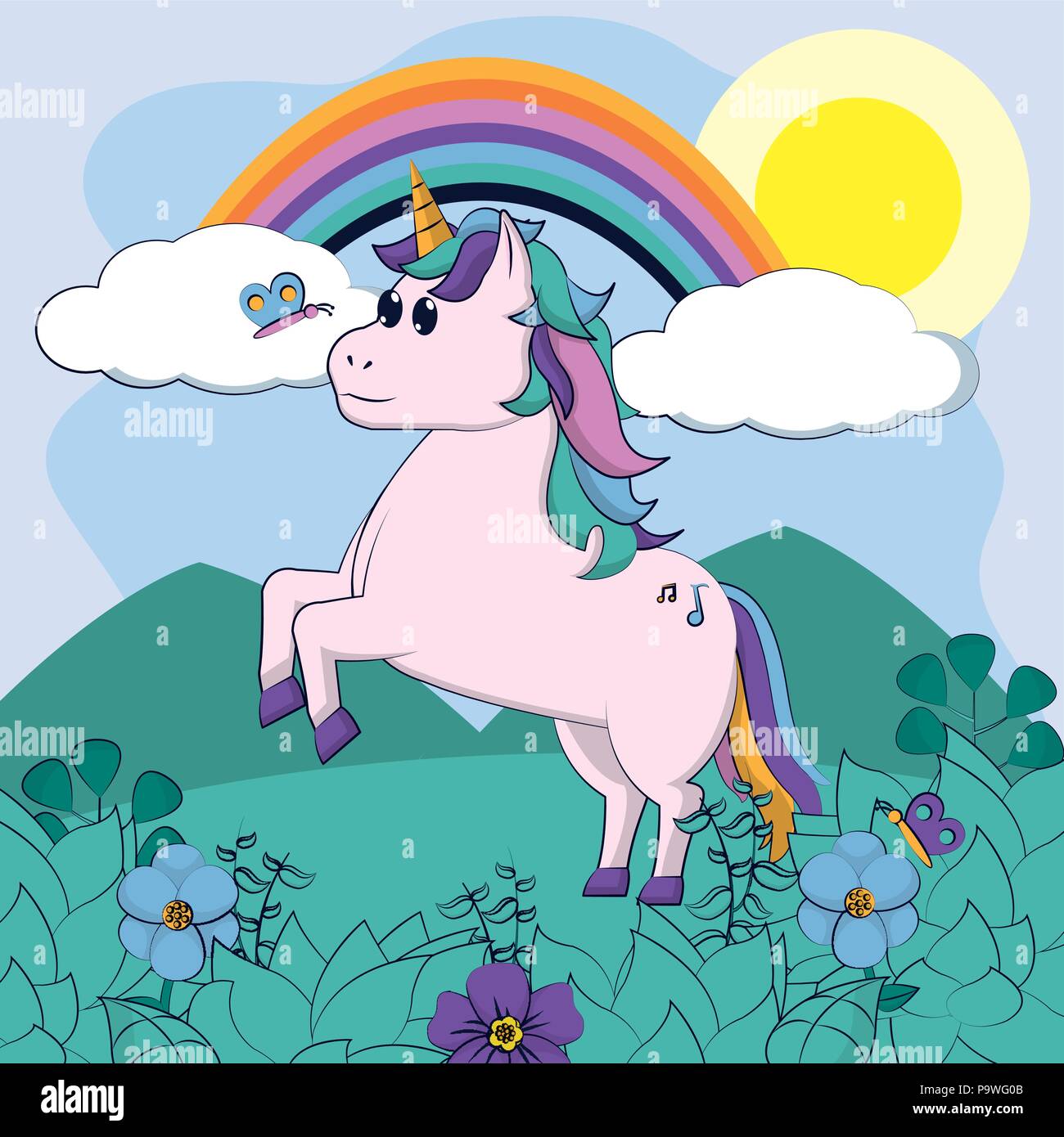 Beautiful and magic unicorn cartoon Stock Vector Image & Art - Alamy