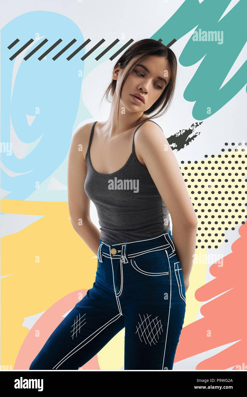 Talented designer feeling bored after finishing her work Stock Photo ...