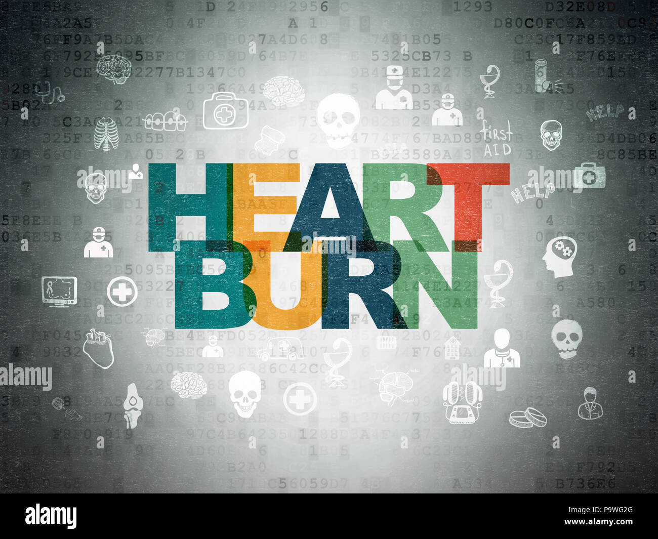 Health concept: Heartburn on Digital Data Paper background Stock Photo ...