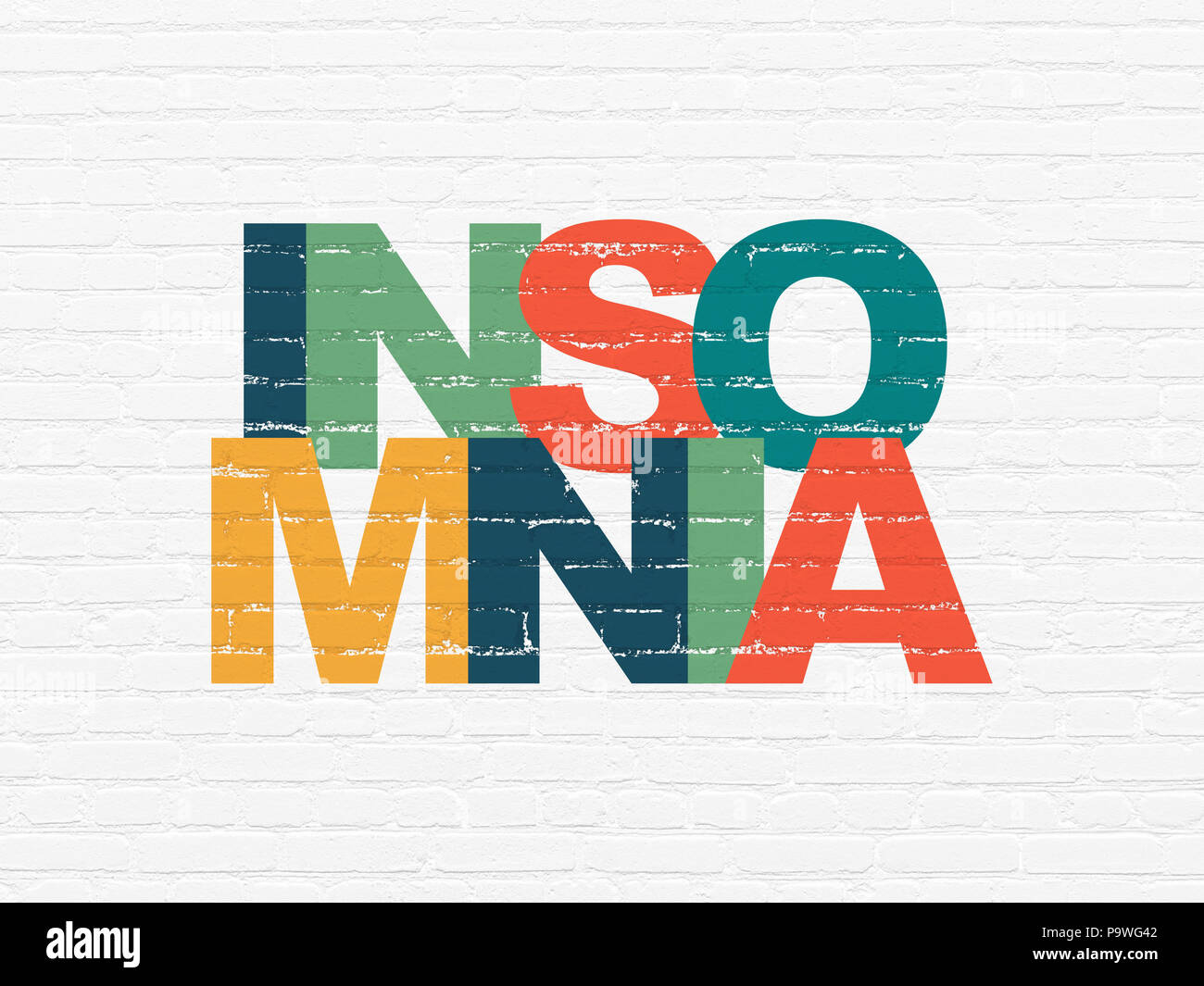 Healthcare concept: Insomnia on wall background Stock Photo - Alamy