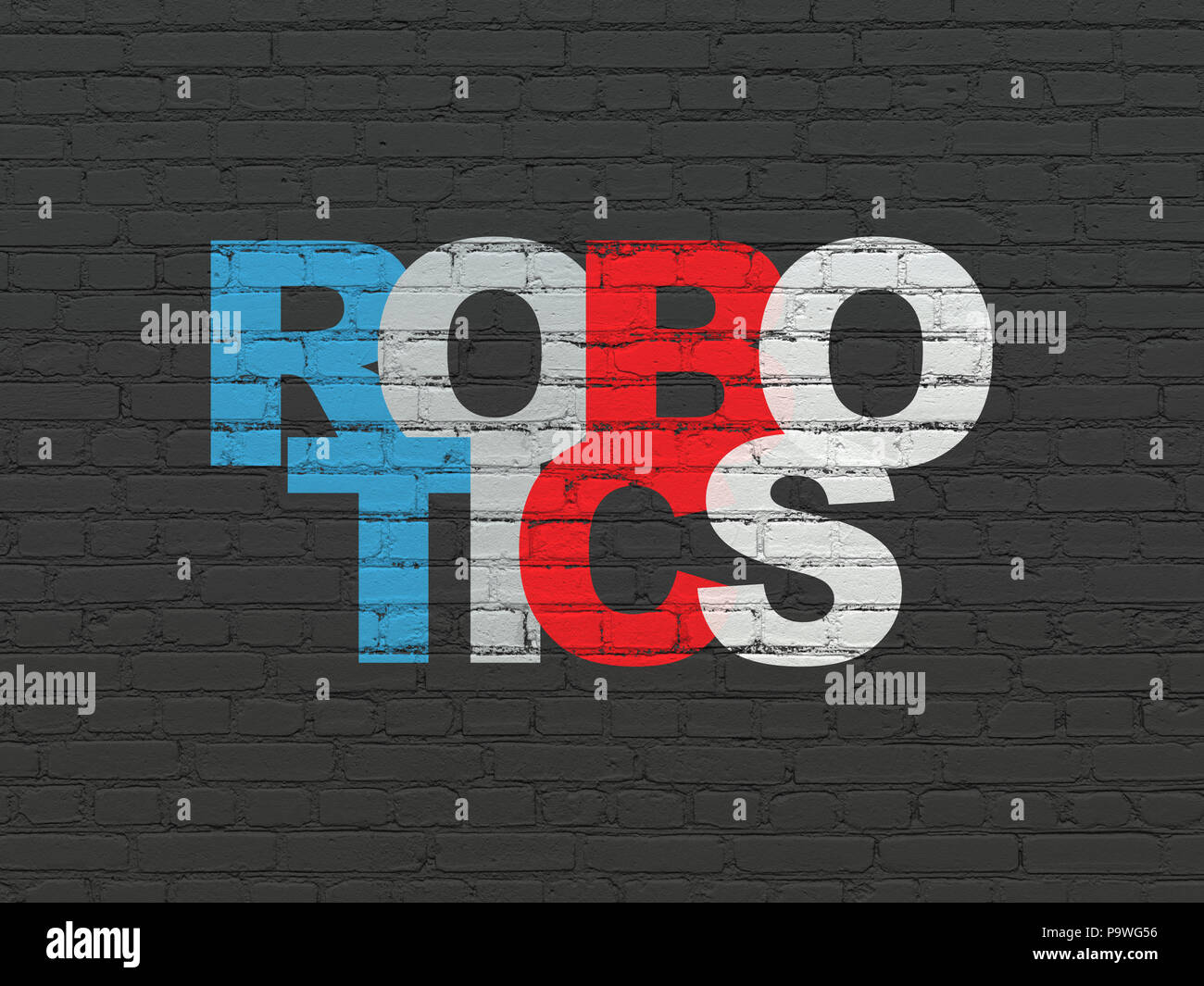 Science concept: Robotics on wall background Stock Photo - Alamy