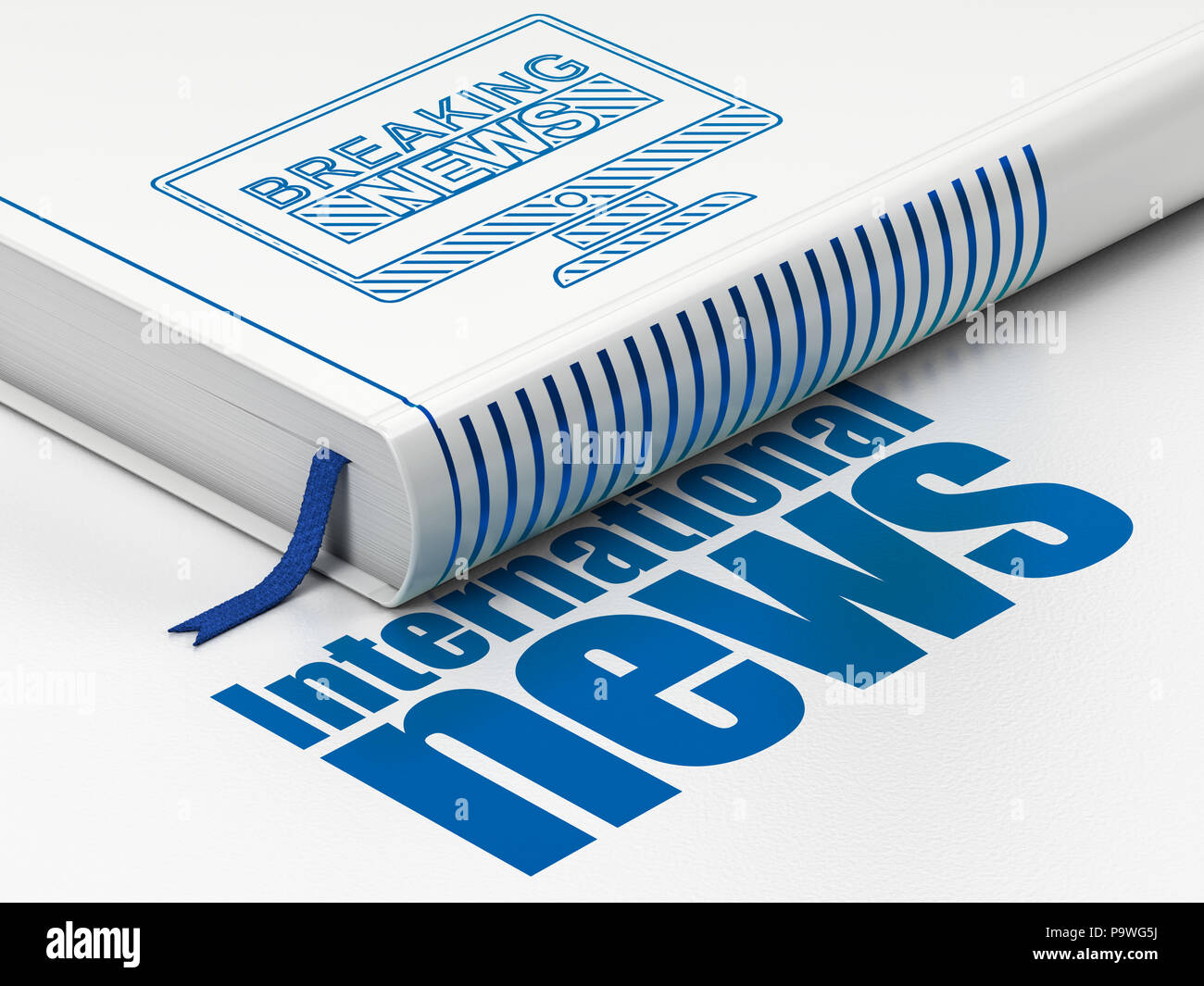 News concept: book Breaking News On Screen, International News on white ...