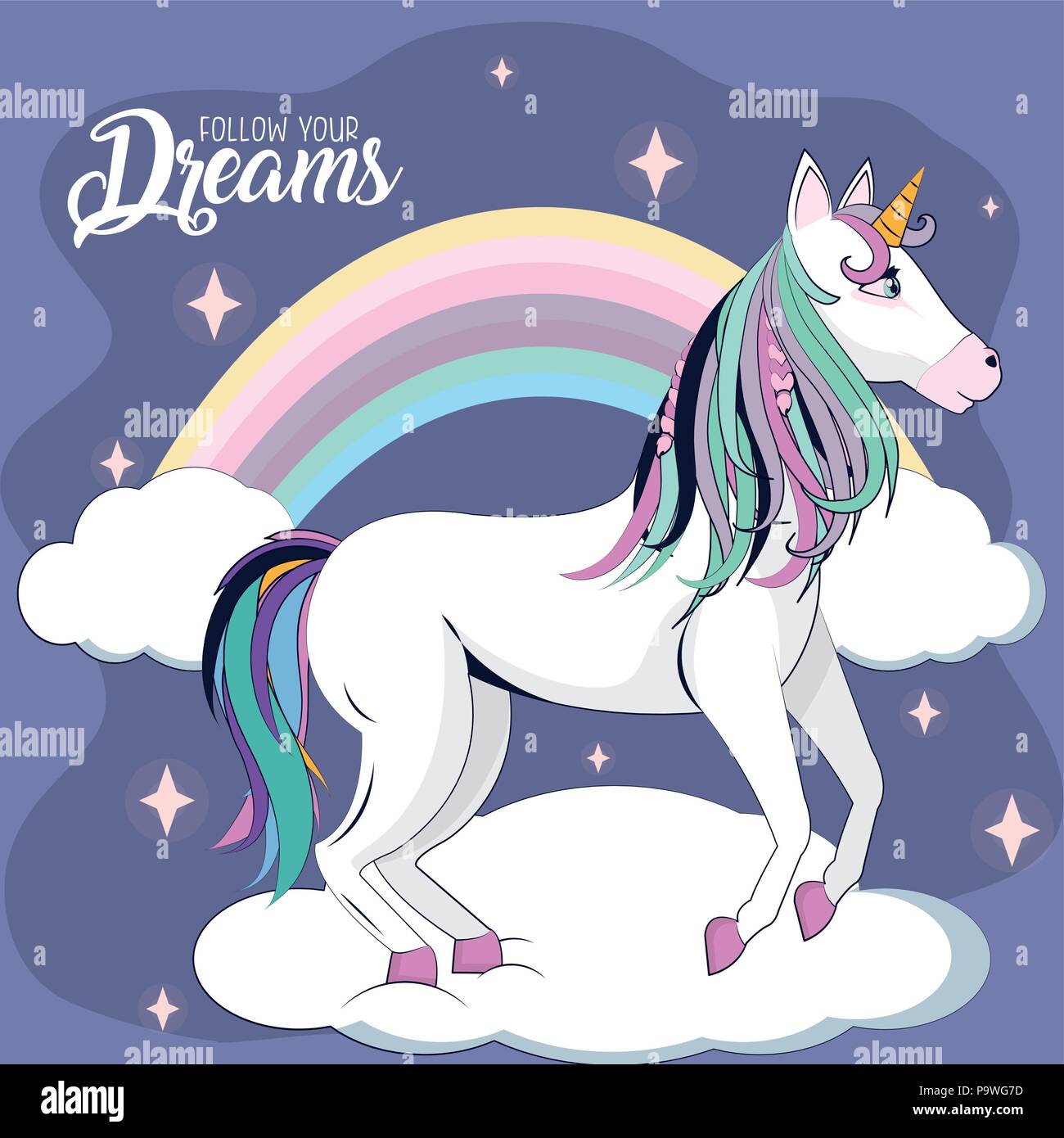 Beautiful and magic unicorn cartoon Stock Vector Image & Art - Alamy