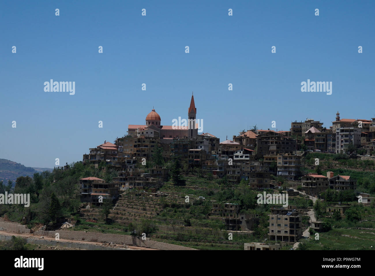 The view of Bcharreh and Mar Saba Cathedral from Gibran Khalil in ...