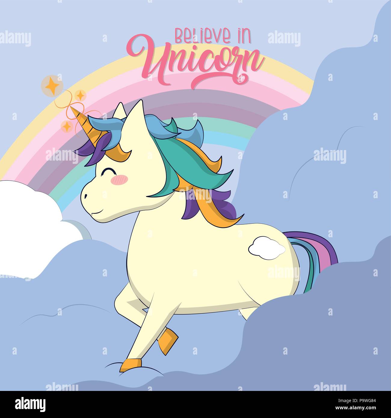 Beautiful and magic unicorn cartoon Stock Vector Image & Art - Alamy