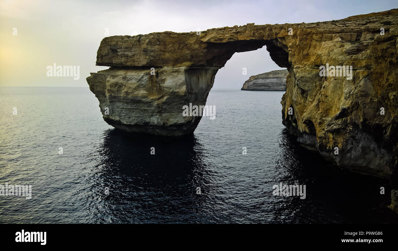 Sea view to Azure window natural arch, now vanished, Gozo island Malta ...