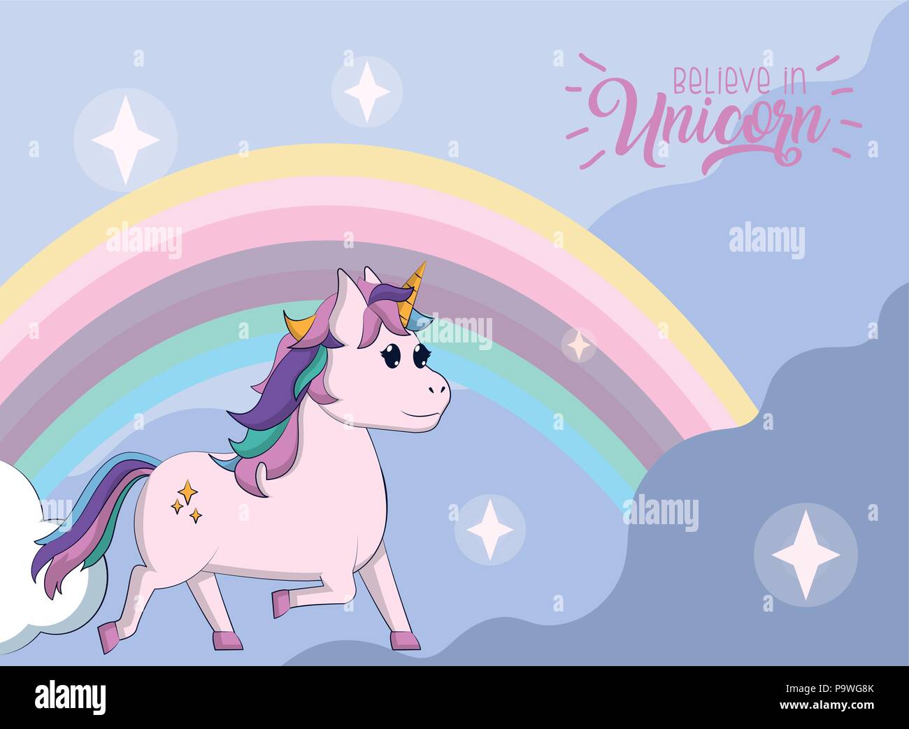 Beautiful and magic unicorn cartoon Stock Vector Image & Art - Alamy