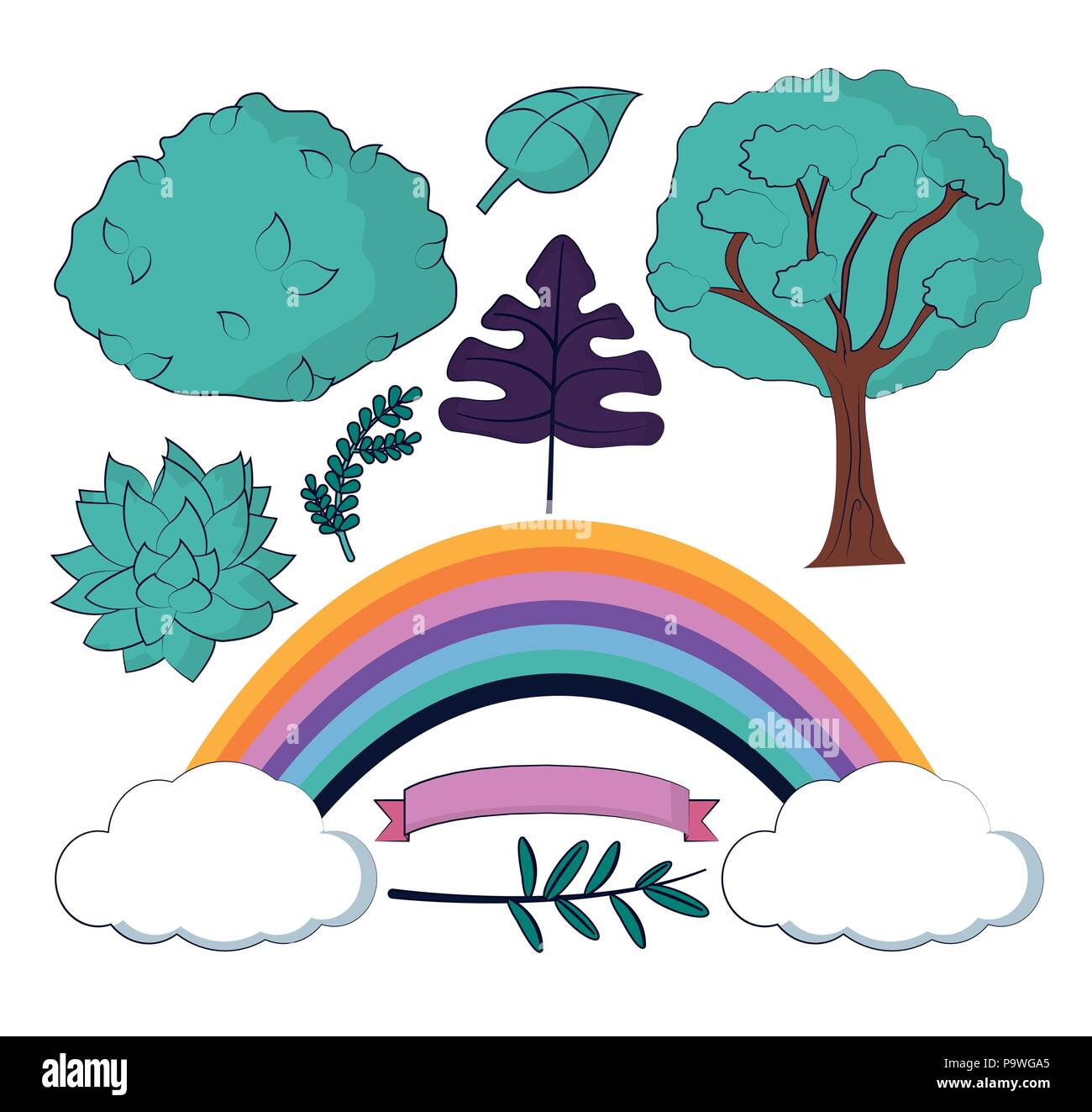 Set of nature cartoons Stock Vector Image & Art - Alamy