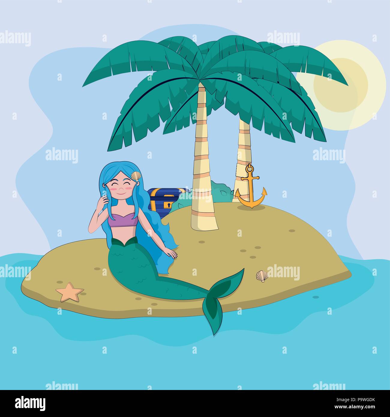 Beautiful and magic mermaid cartoon Stock Vector Image & Art - Alamy