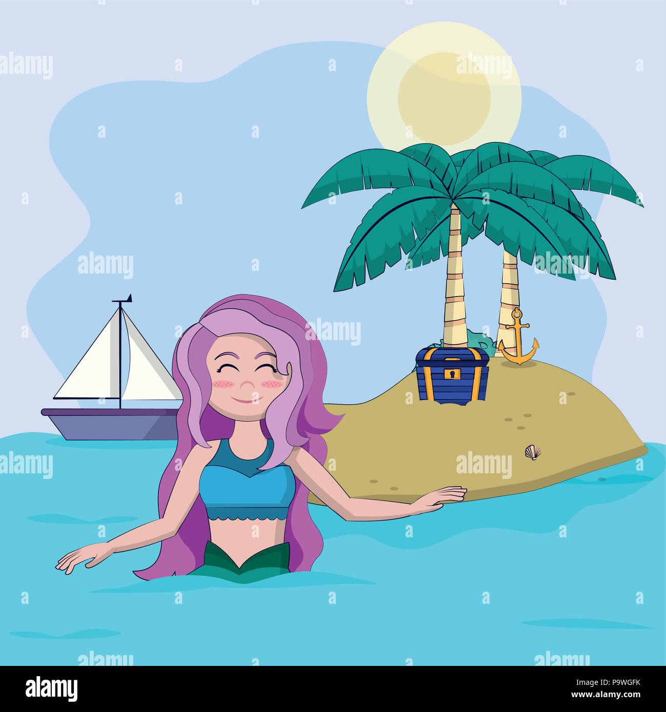 Beautiful and magic mermaid cartoon Stock Vector Image & Art - Alamy