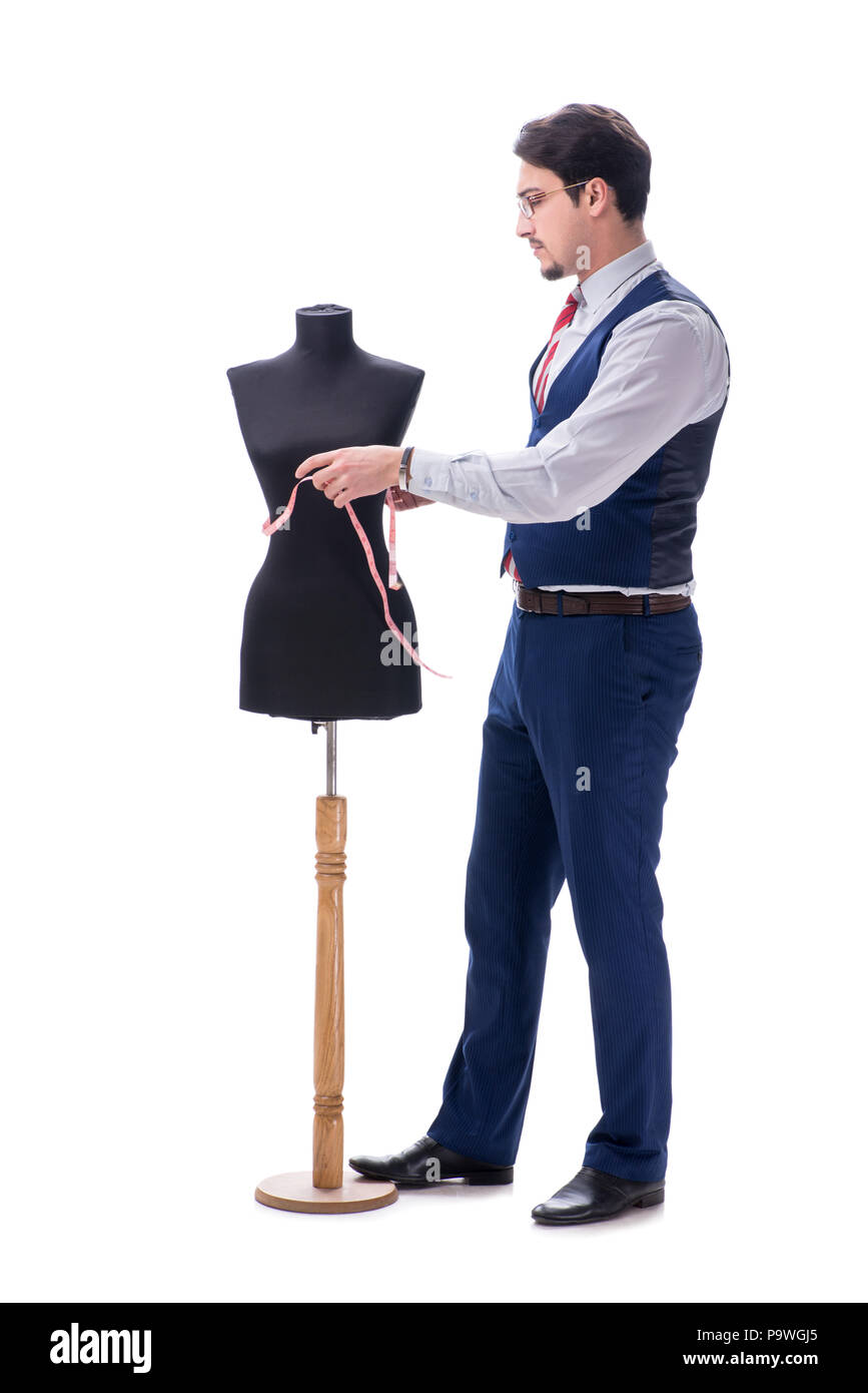Male tailor isolated on white background Stock Photo - Alamy