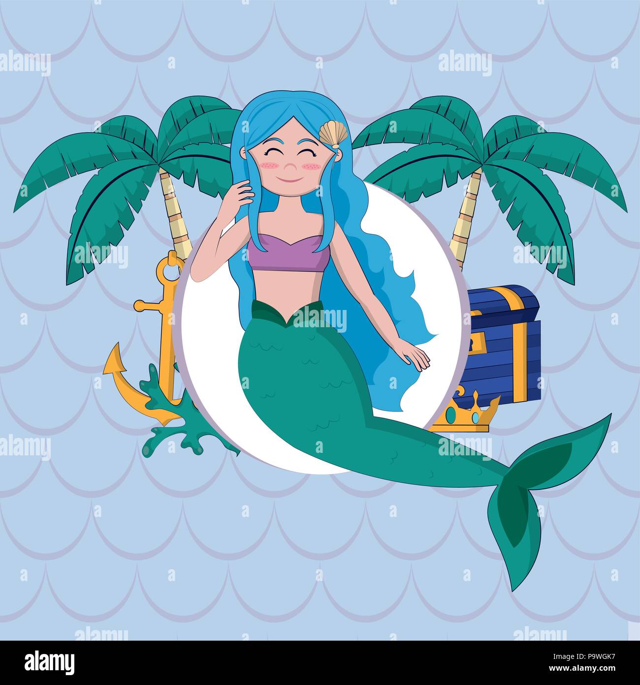 Beautiful and magic mermaid cartoon Stock Vector Image & Art - Alamy