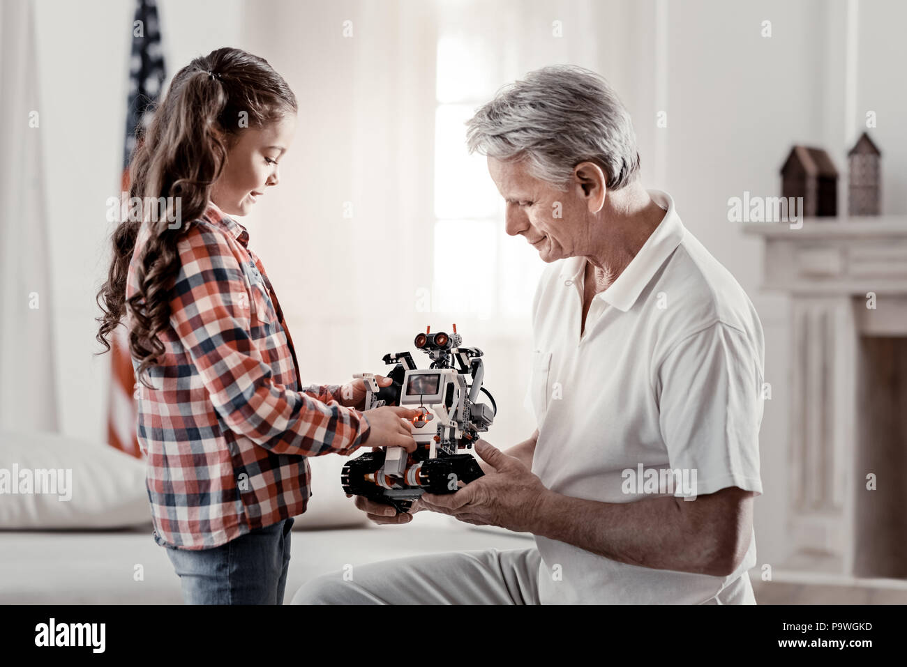 Kid pushing button hi-res stock photography and images - Alamy