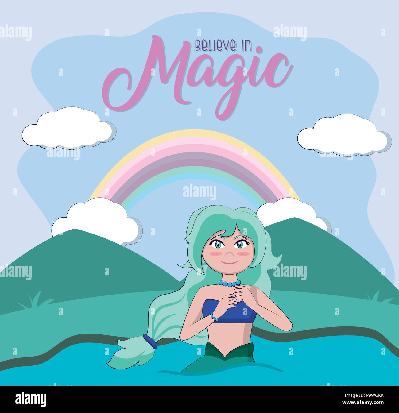 Beautiful and magic mermaid cartoon Stock Vector Image & Art - Alamy
