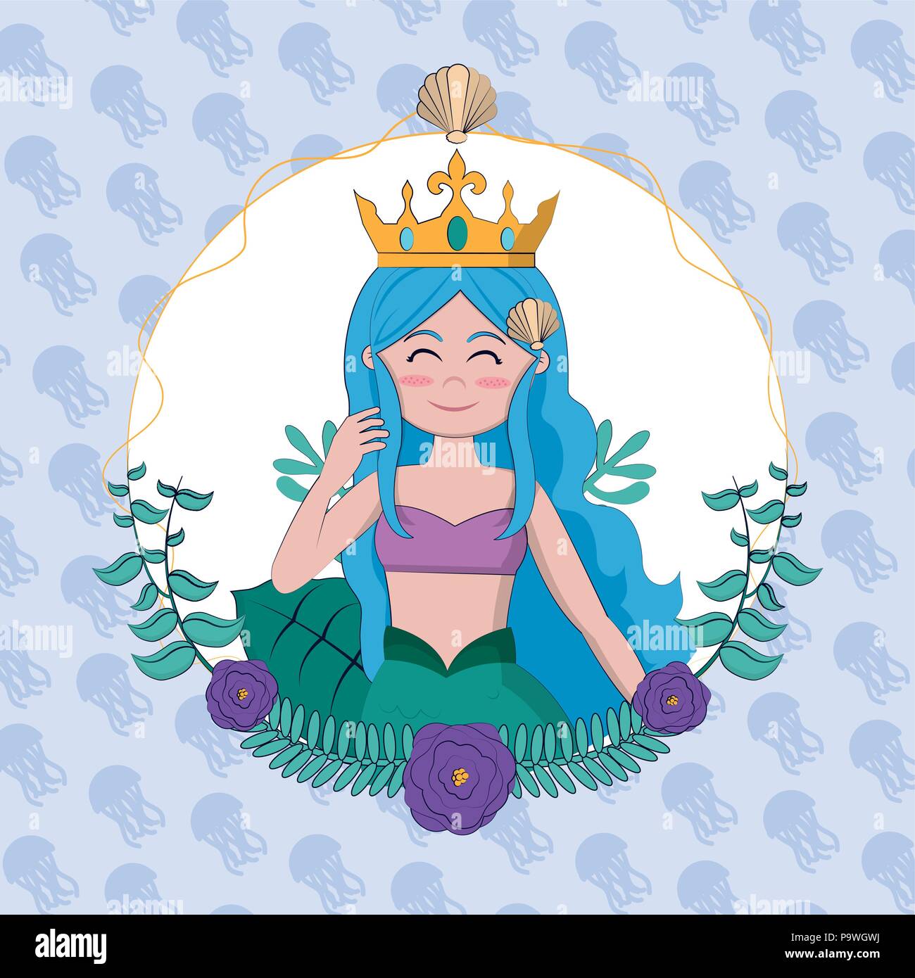 Beautiful and magic mermaid cartoon Stock Vector Image & Art - Alamy