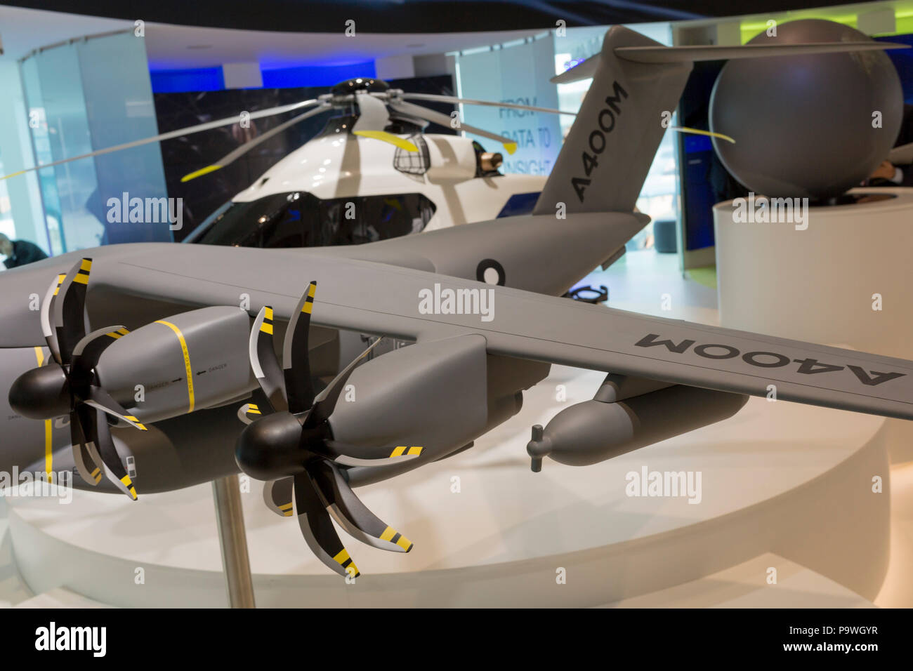 A scale model of the Airbus A400-M transporter aircraft in the company ...