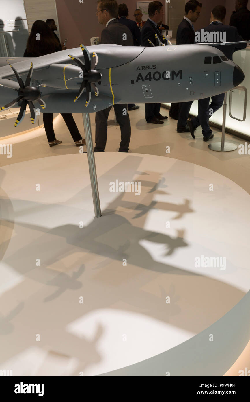 A scale model of the Airbus A400-M transporter aircraft in the company ...