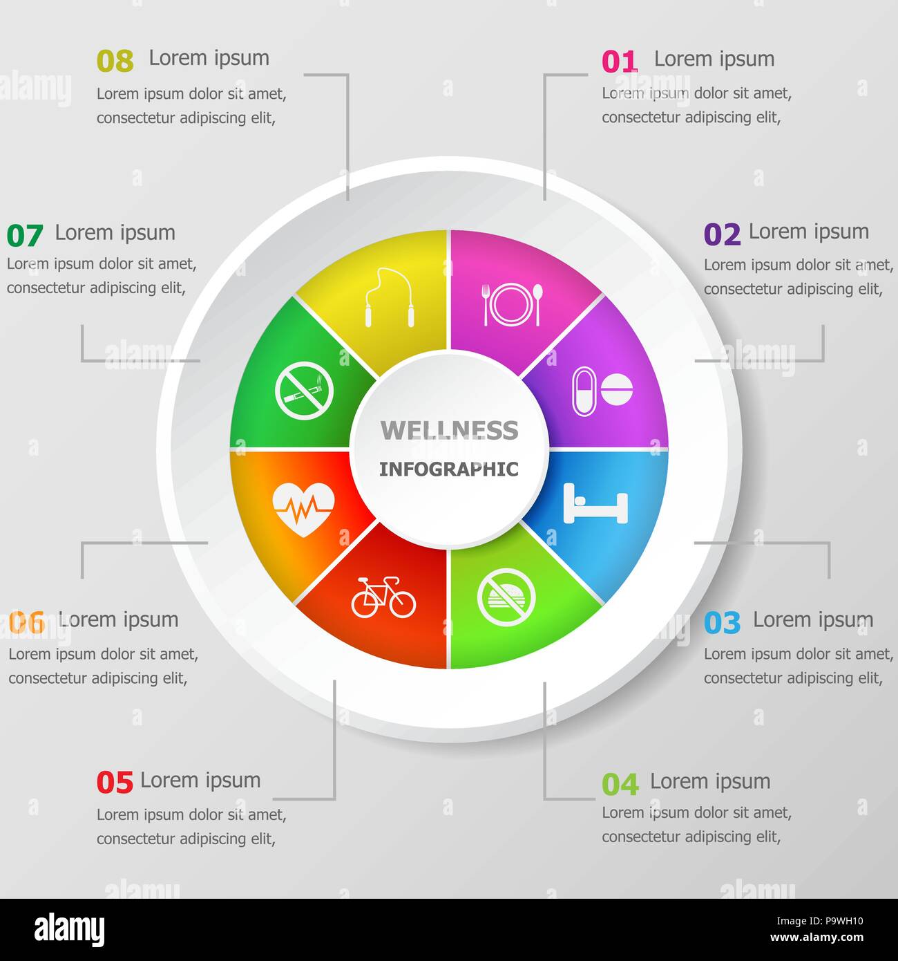 Infographic design template with wellness icons, stock vector Stock ...
