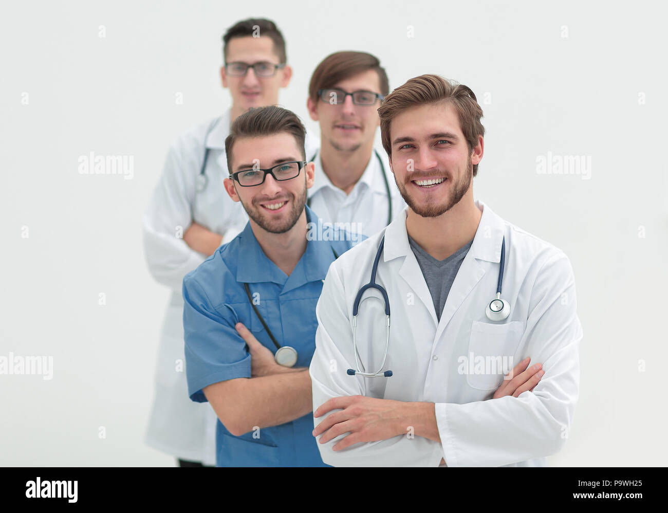 group of successful doctors .isolated on white Stock Photo - Alamy