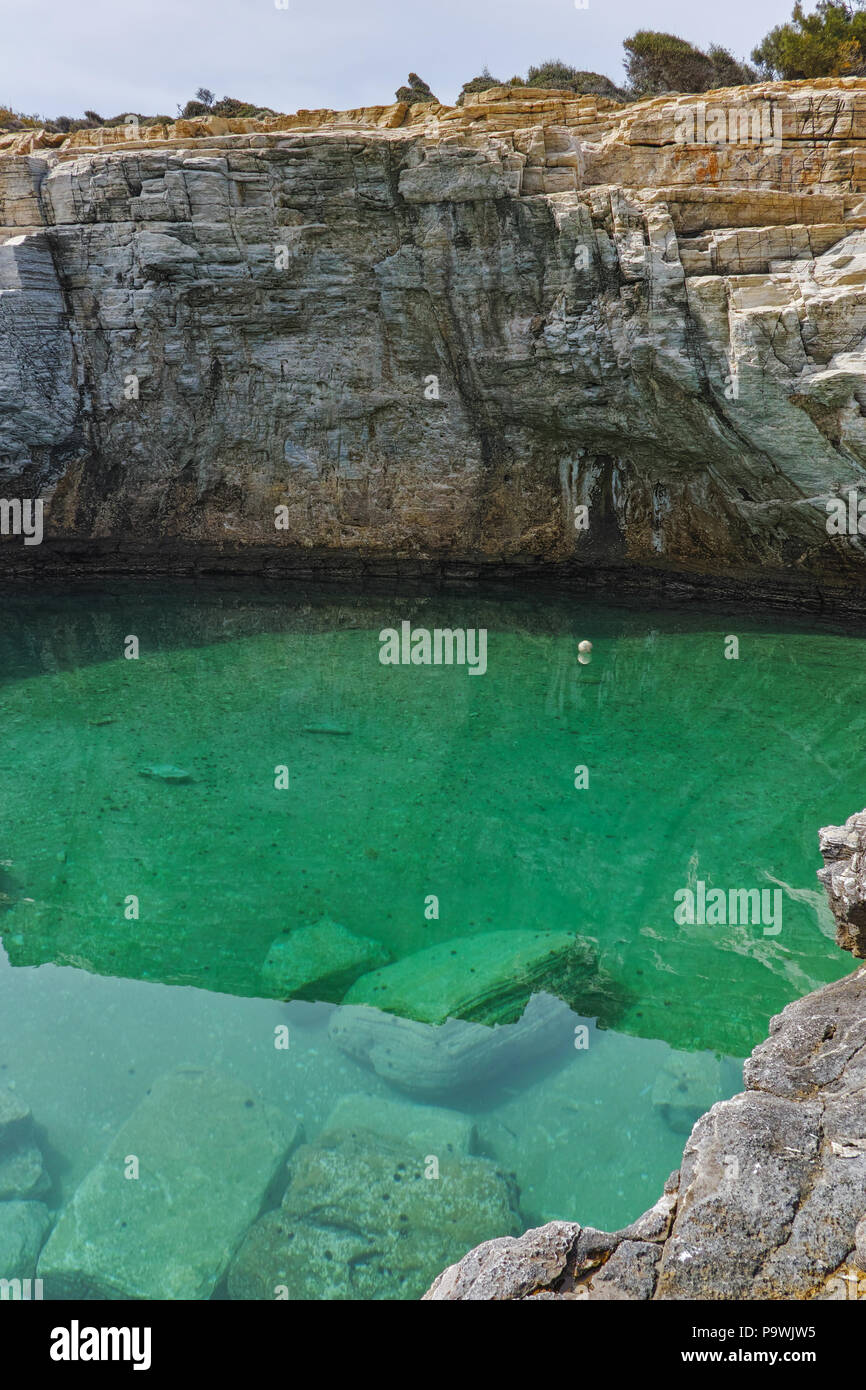Amazing view of Giola Natural Pool in Thassos island, East Macedonia ...