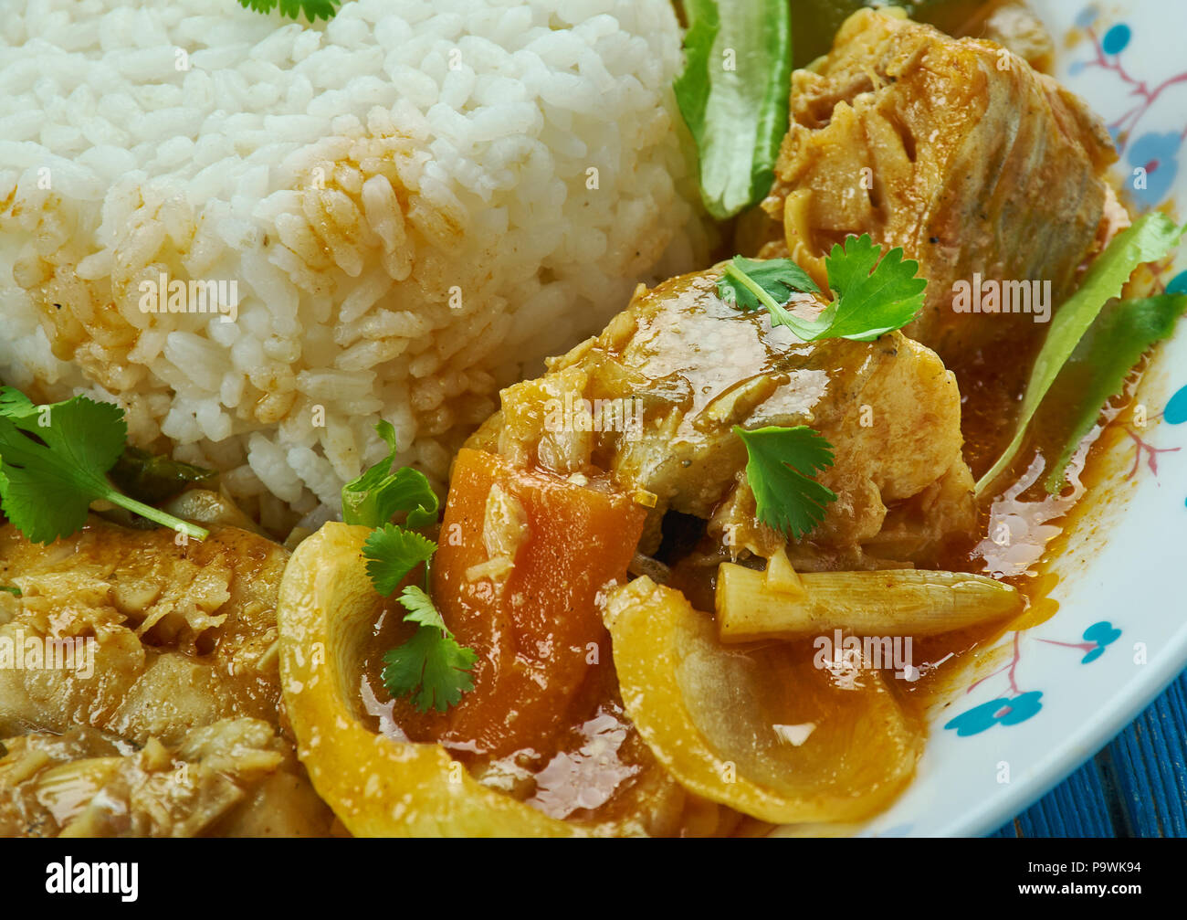 Seychelles fish curry with coconut rice , traditional Seychellois ...