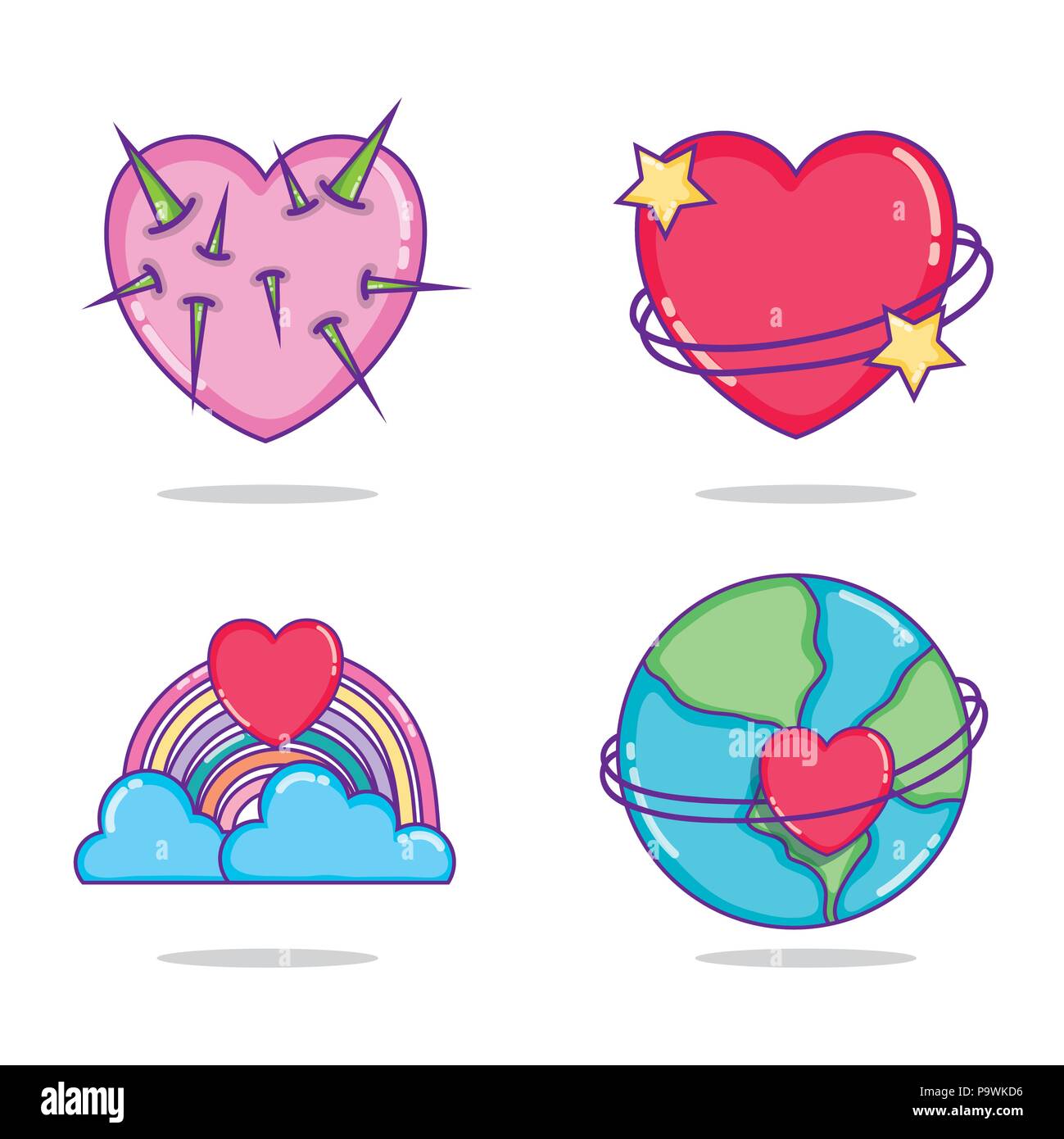 Set of hearts cartoons Stock Vector Image & Art - Alamy