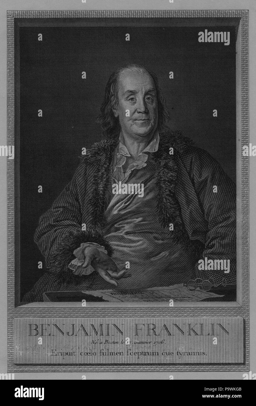 Benjamin Franklin, 1837. From the New York Public Library Stock Photo - Alamy