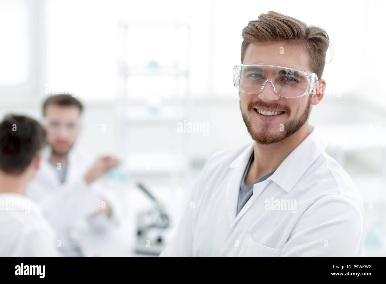 closeup.successful scientist on a light background Stock Photo - Alamy