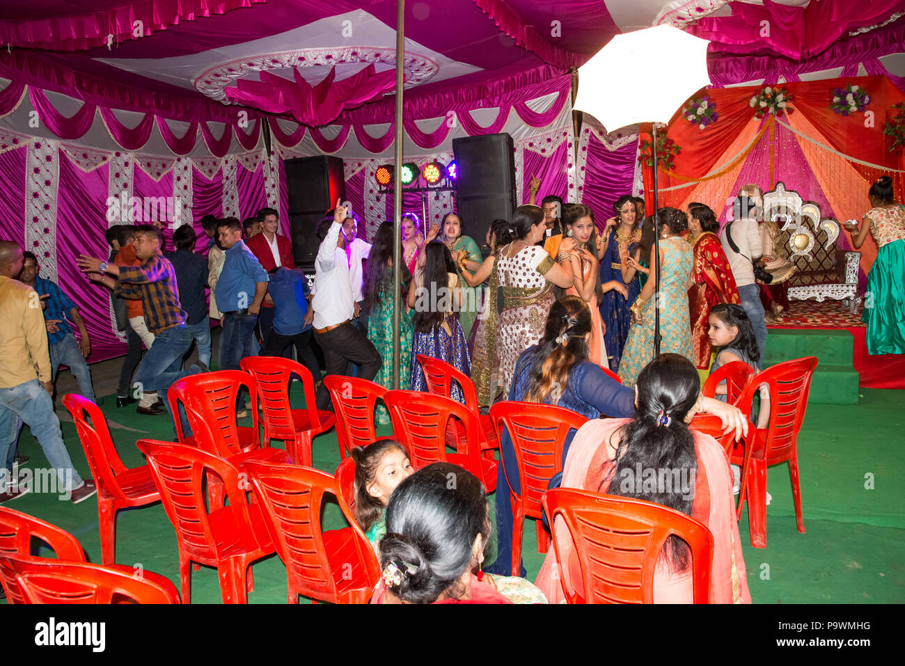 A traditional wedding in a small village in the Indian province. Indie ...
