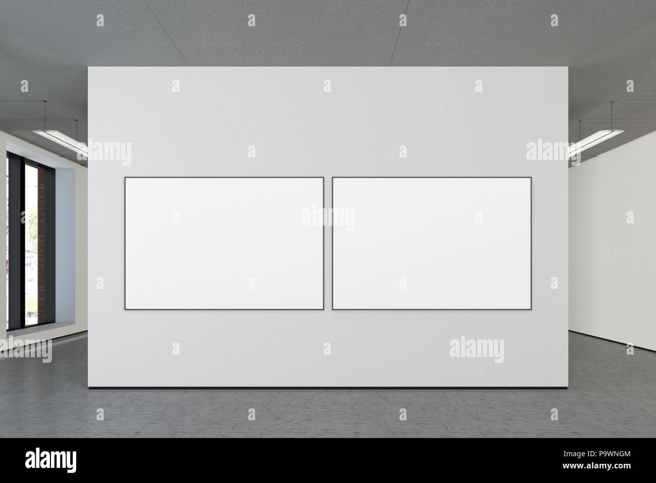 Two large blank horizontal posters in the gallery with clipping path ...