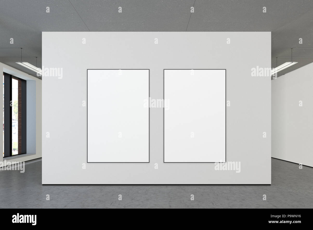 Two large blank vertical posters in the gallery with clipping path ...