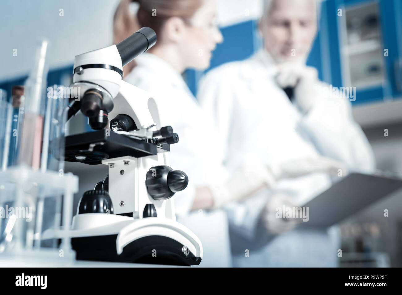 Selective focus of a professional microscope Stock Photo - Alamy