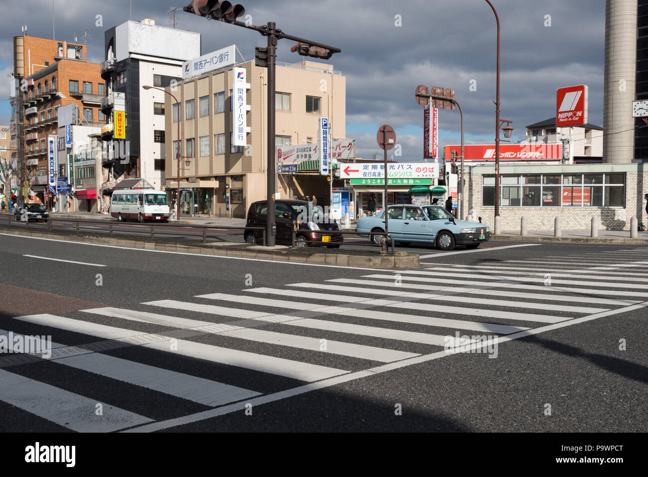 zebra crossing in the city of Nara, Nara-shi, Kansai, Japan Stock Photo ...
