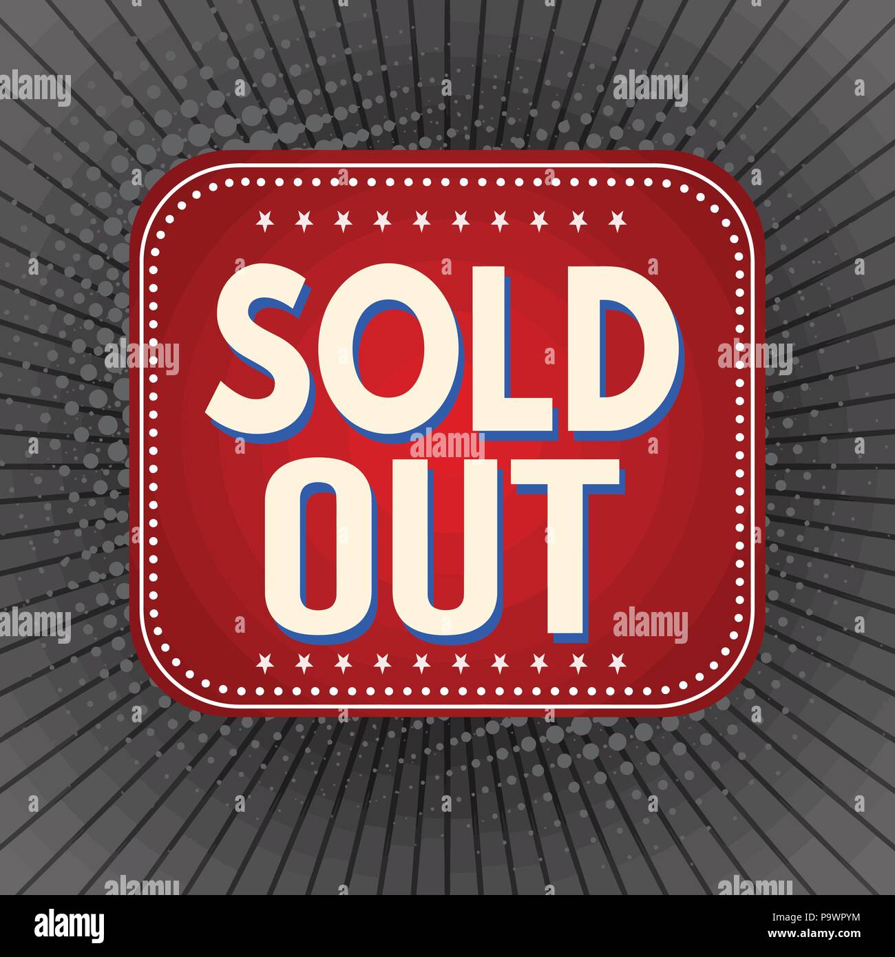 Sold out banner or label for business promotion, vector illustration ...