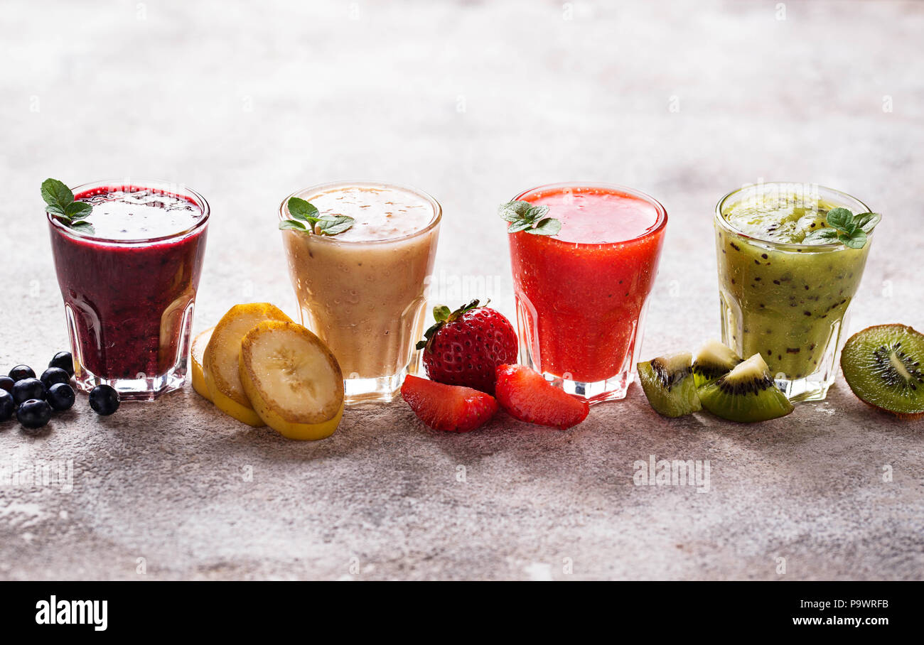 Assortment of various healthy smoothies Stock Photo - Alamy